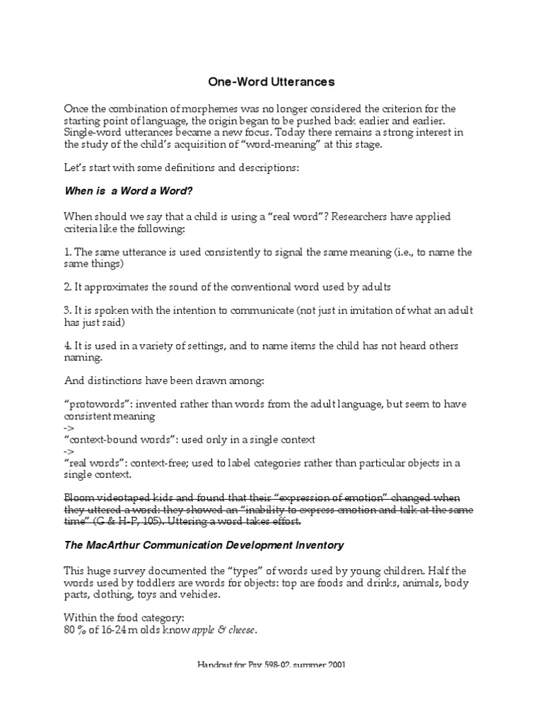 One Word Utterances | PDF | Consonant | Syntax