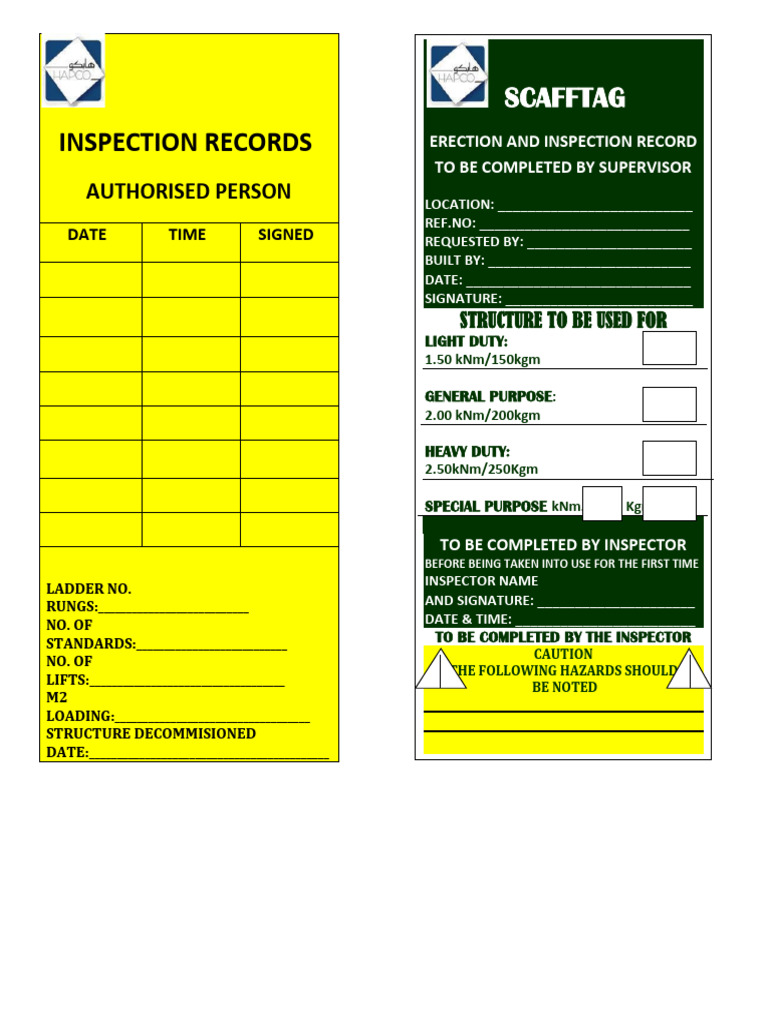 Green Scafftag | PDF