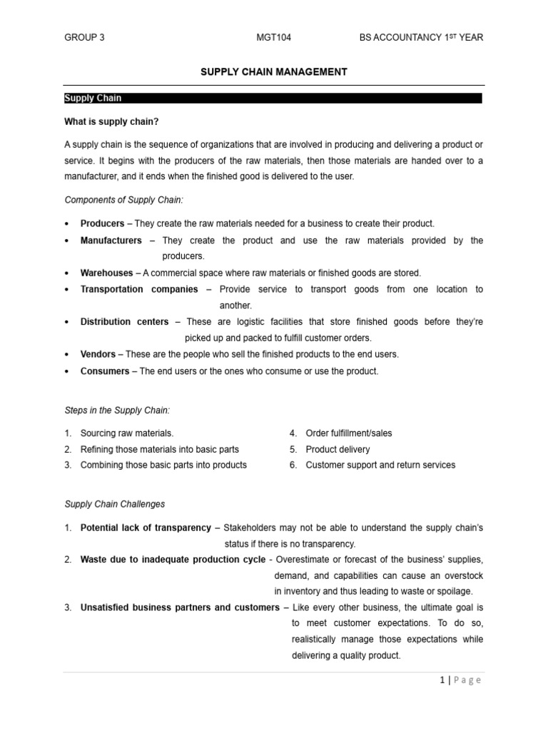 03 Handout 1 Supply Chain Management 2 | PDF | Inventory | Logistics