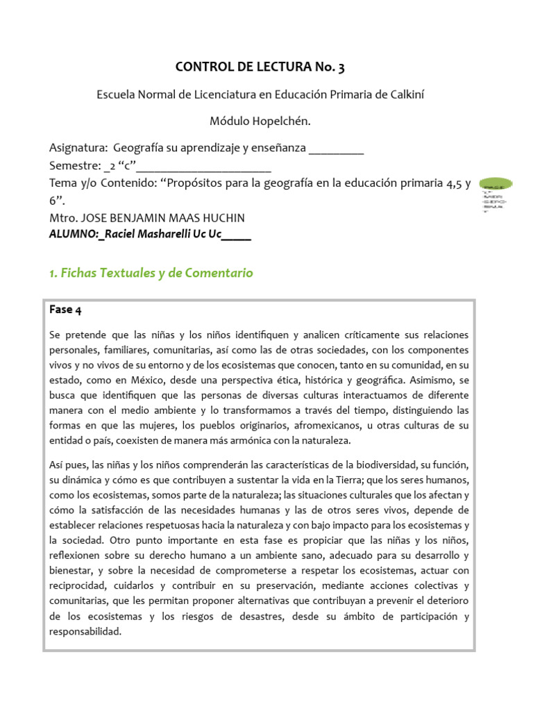 CONTROL DE LECTURA N3 - Uc | PDF