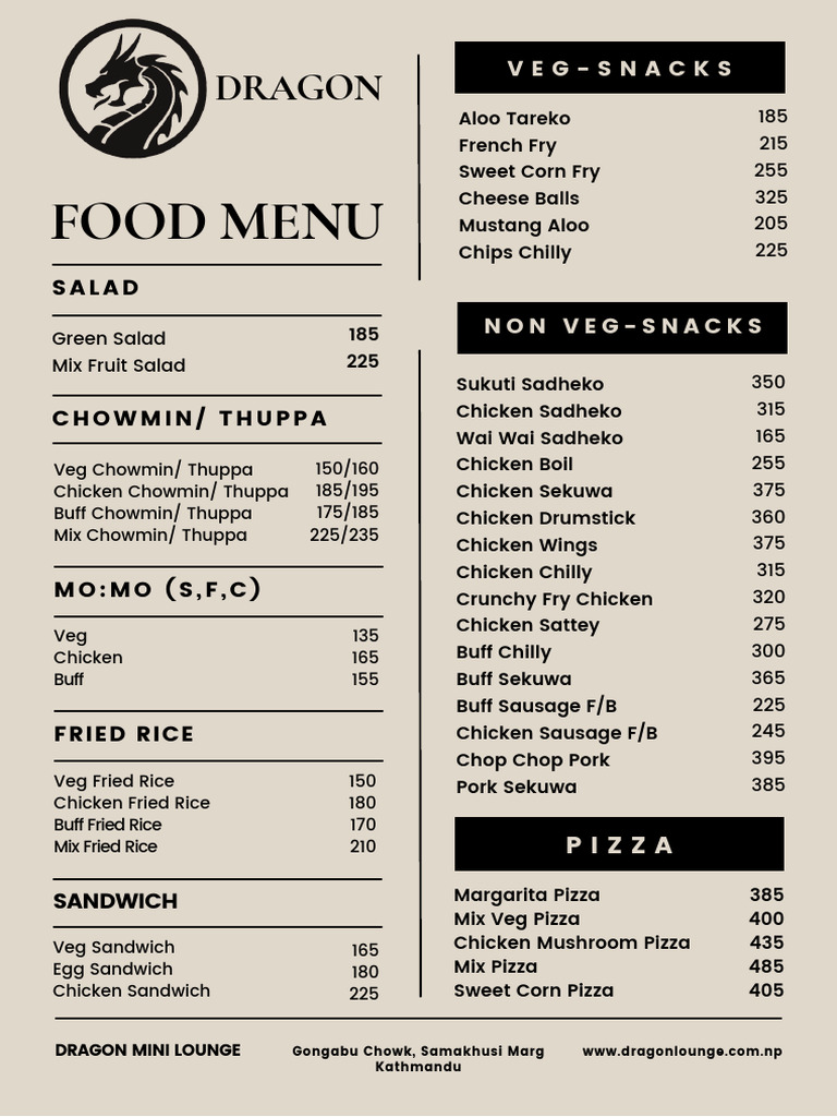 Dragon Pre Menu | PDF