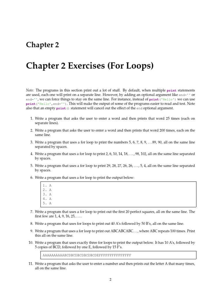 For Loops | PDF