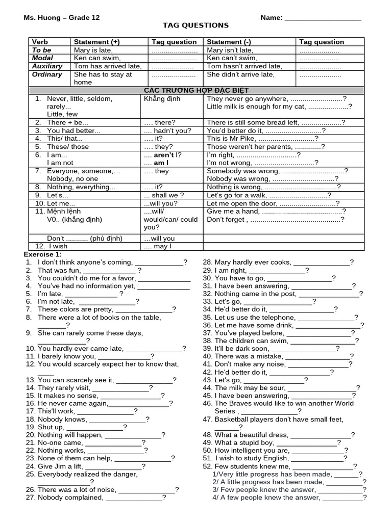 Tag Questions | PDF
