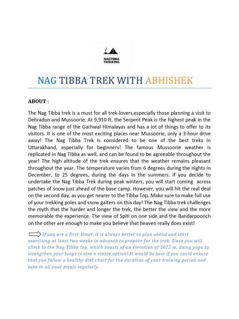 Nagtibba Trek With Abhishek | PDF