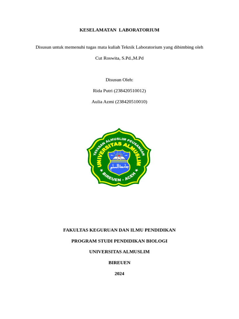 Keamanan Ruang Laboratorium | PDF