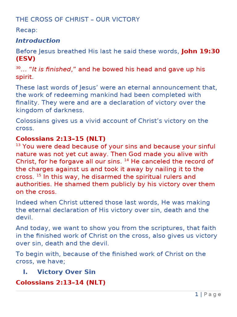 The Cross of Christ - Our Victory | PDF