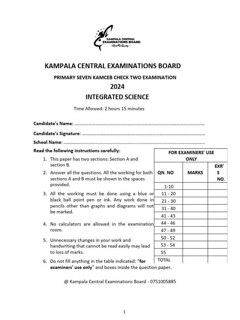 P.7 SCI KAMCEB TWO 2024 | PDF