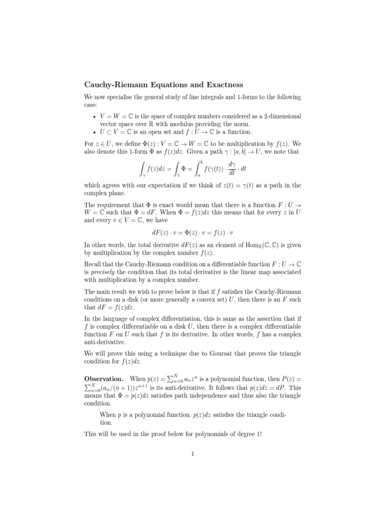 Cauchy-Riemann Equation | PDF