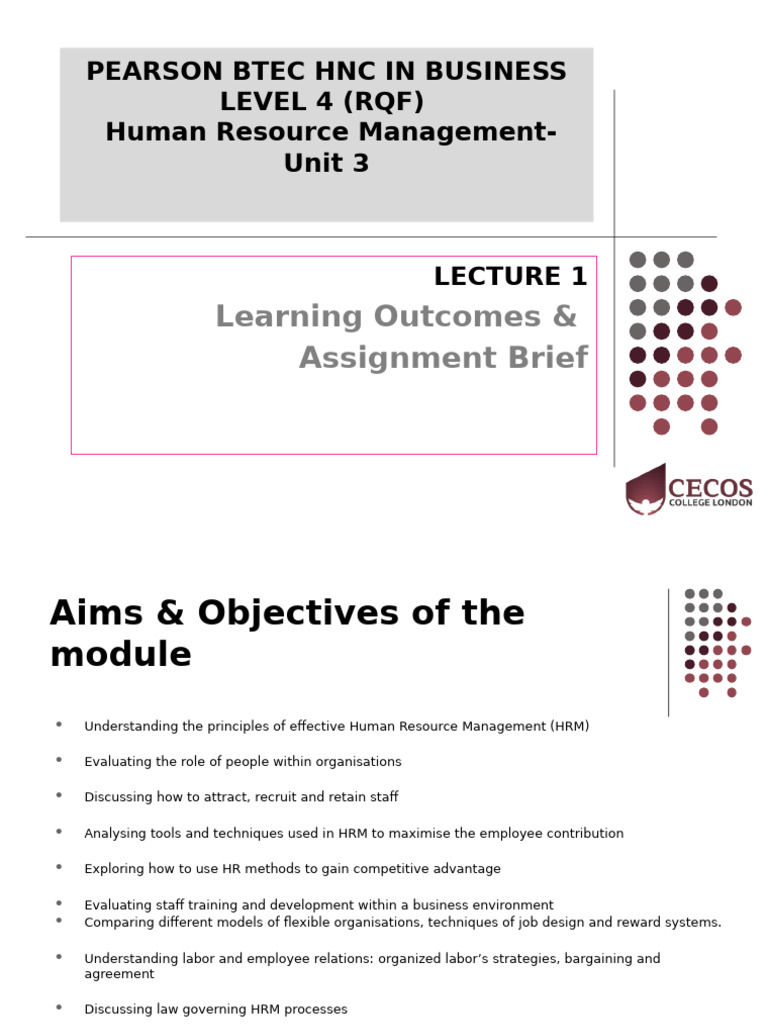Lecture 1 HRM Intro Updated and LO1 22122022 | PDF