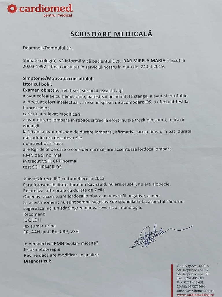 Reumatologie Consultatie | PDF