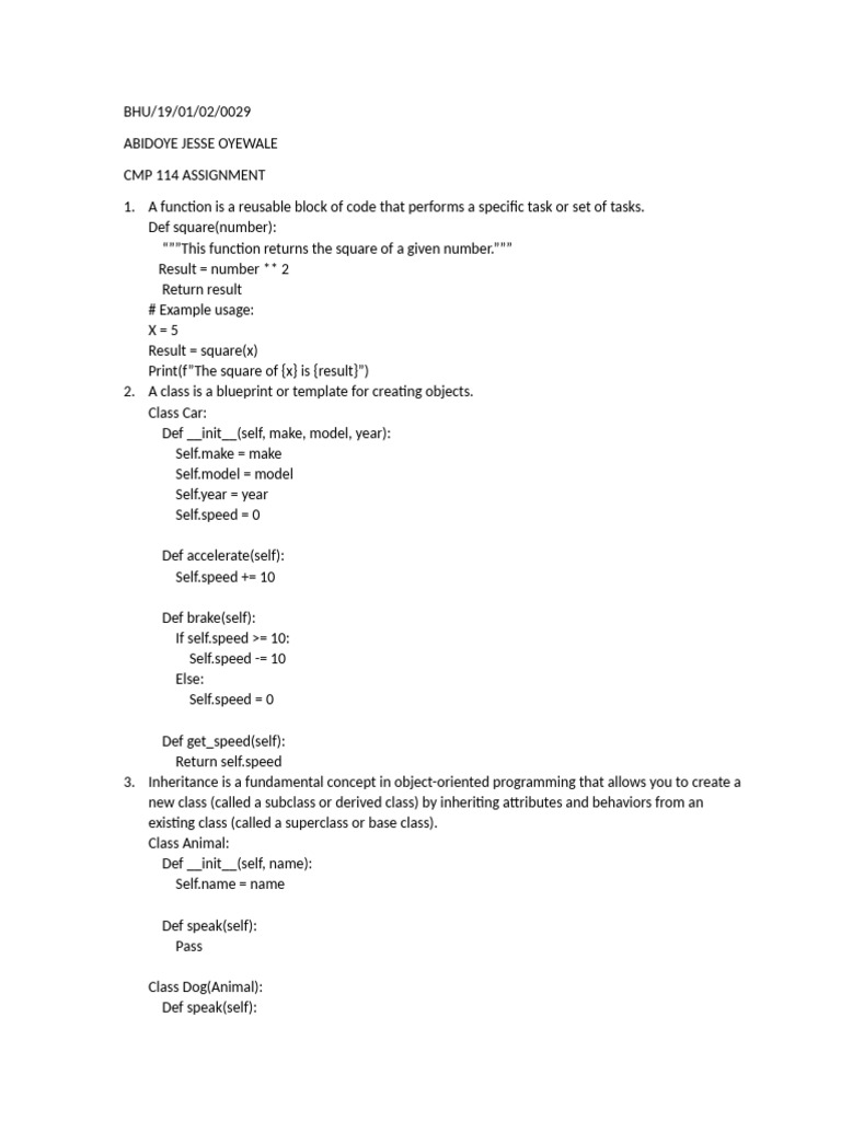 CMP 114 Assignment | PDF