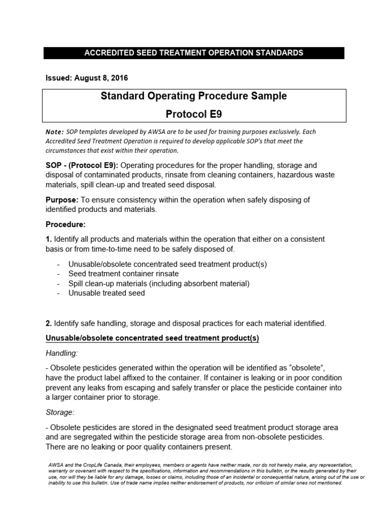 SEED-SOP_E9-Waste-Disposal_template | PDF