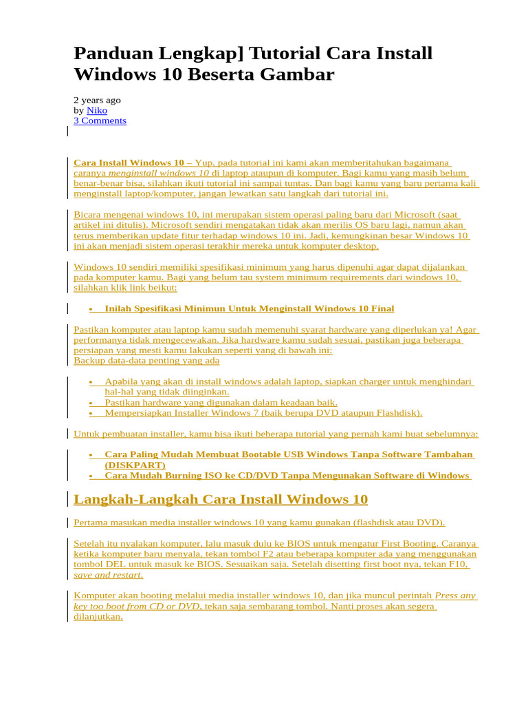instalasi windows 10 | PDF