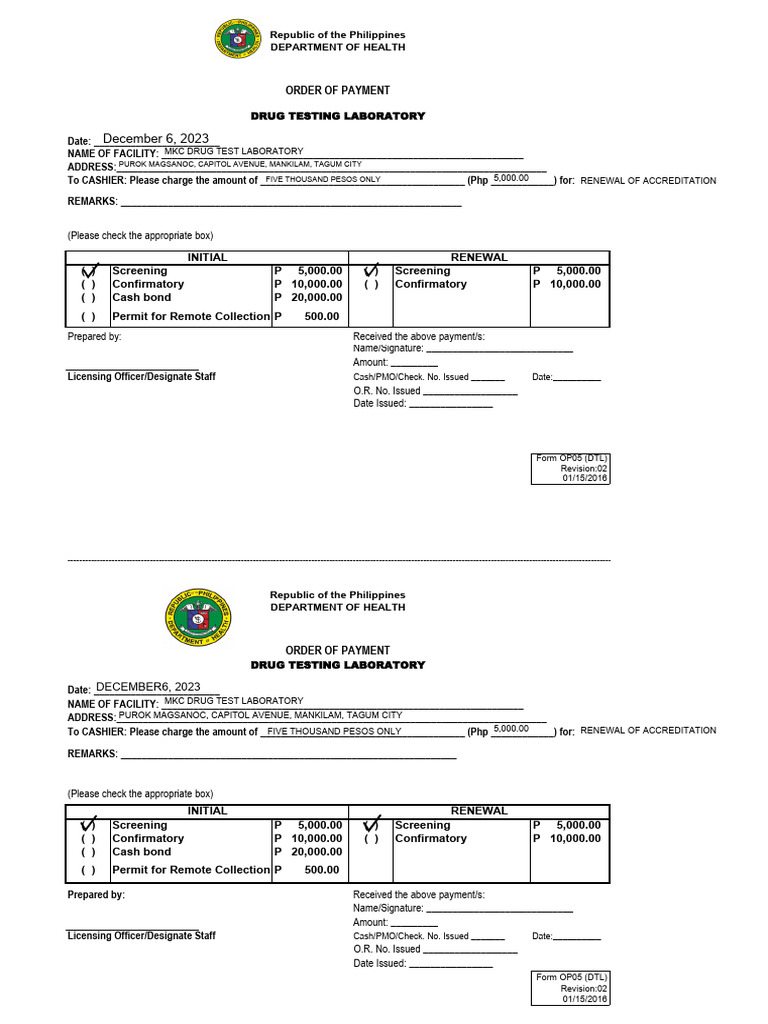 ORDER OF PAYMENT ACCREDITATION RENEWAL 2023 | PDF