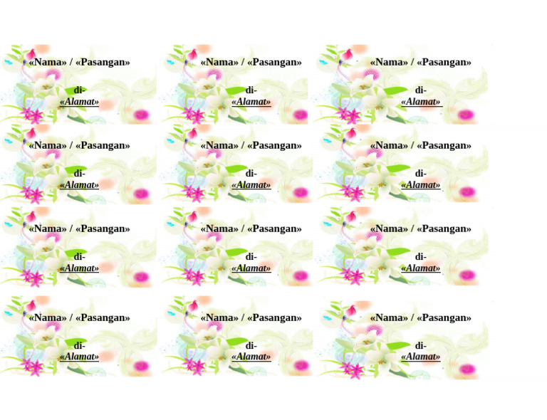 Format Label Undangan (Bunga) | PDF