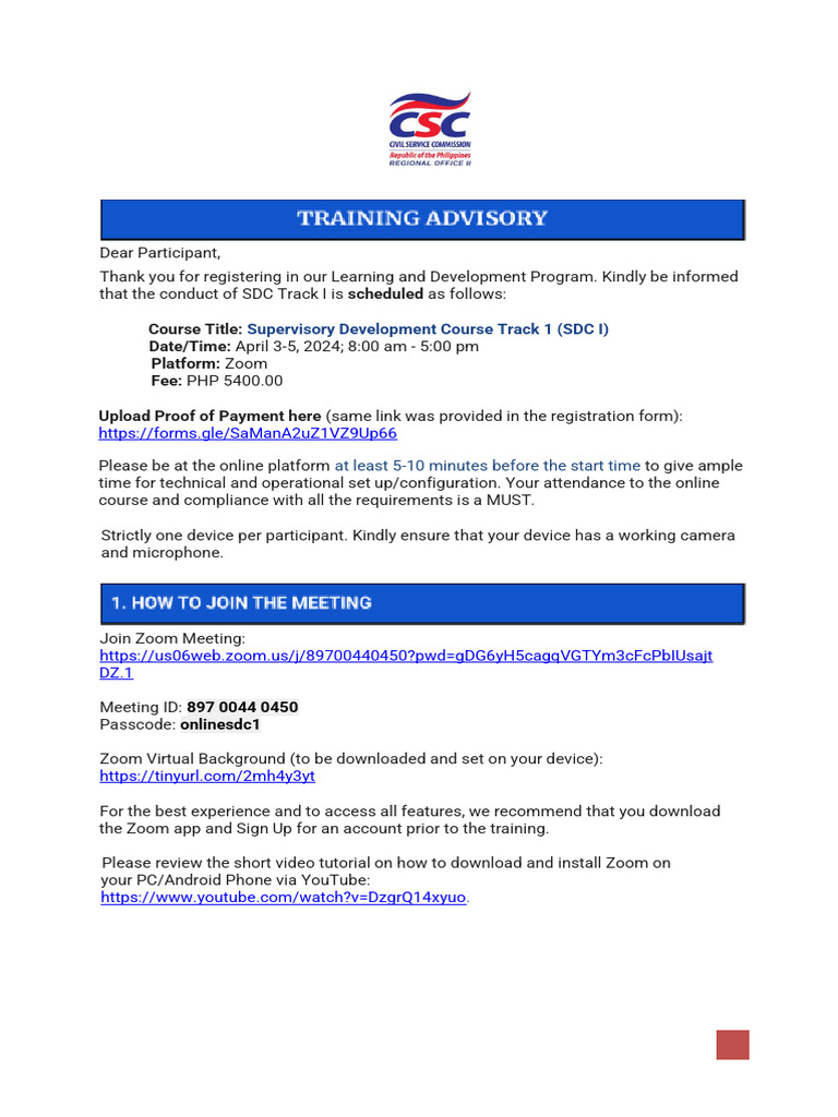 Sdc-I Training Advisory | PDF
