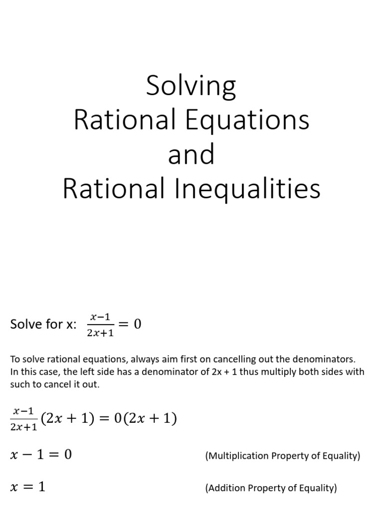 Solving Rational Equations and Inequalities | PDF | Multiplication ...