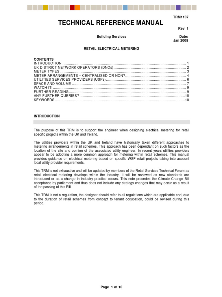 TRM 1107 Retail Electrical Metering | PDF