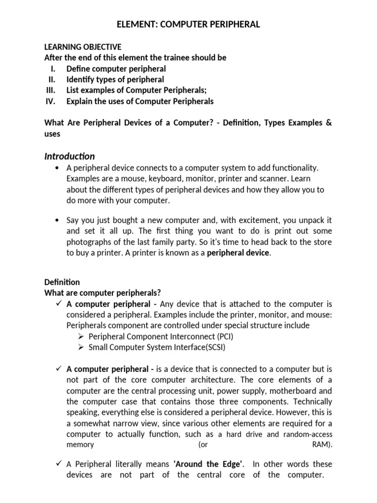 ELEMENT Perripheral | PDF