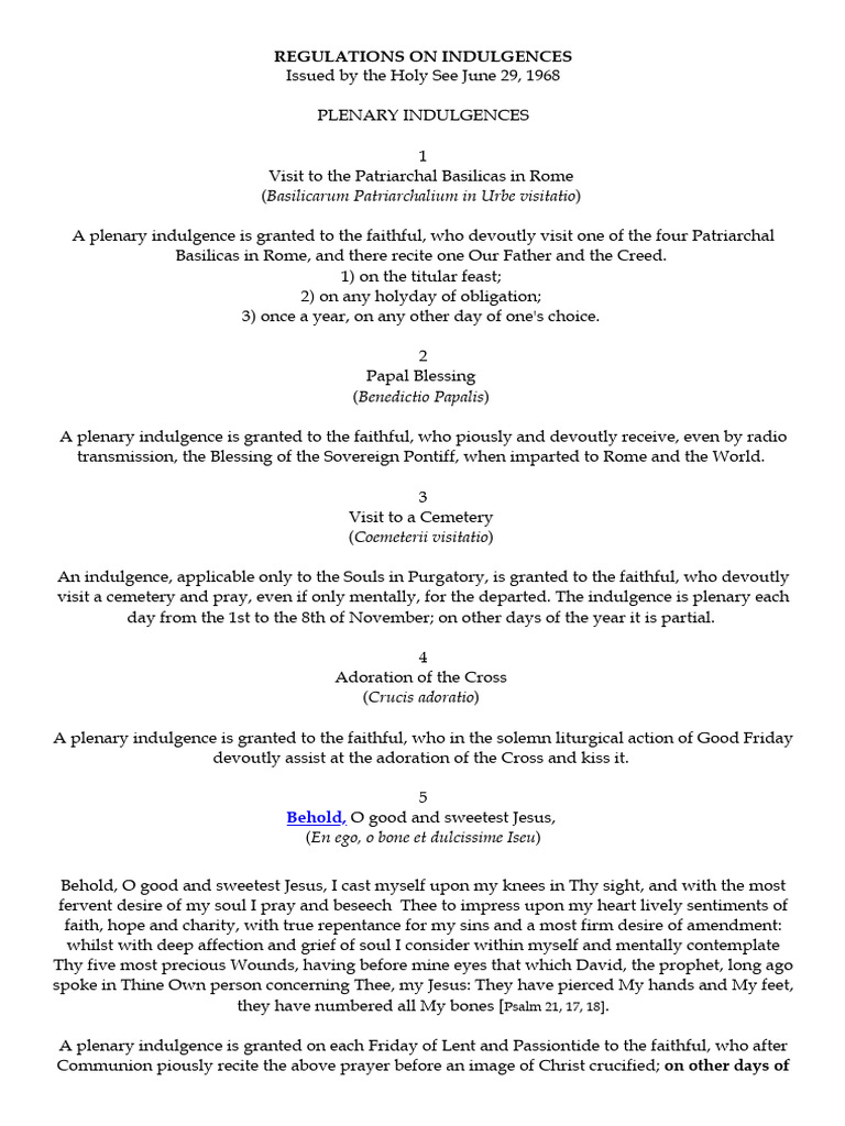 Plenary Indulgences - Tradition | PDF