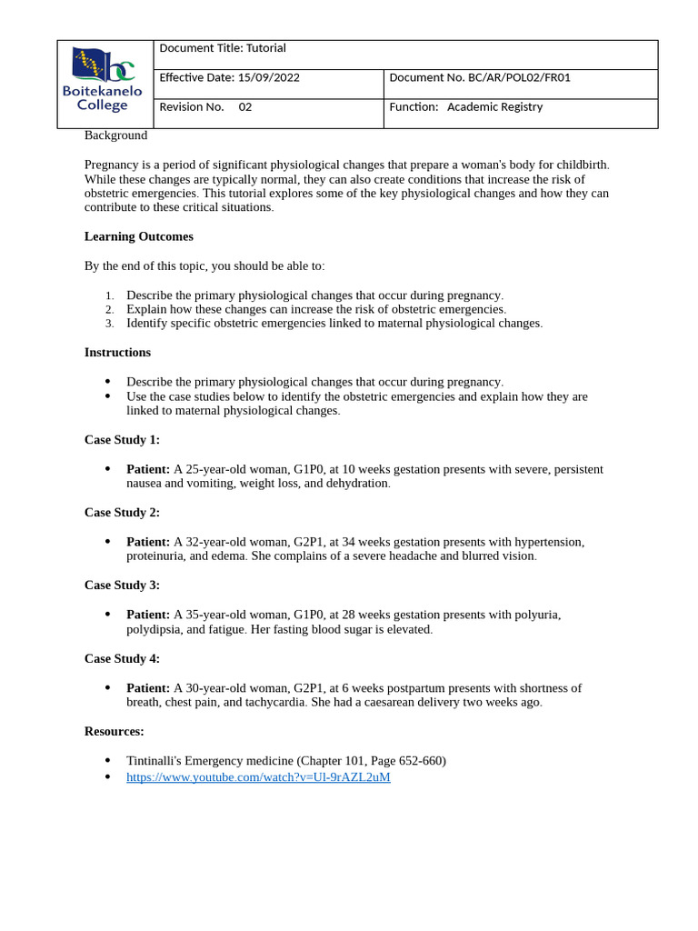 Maternal Physiology Pre-Work | PDF | Wellness | Science & Mathematics