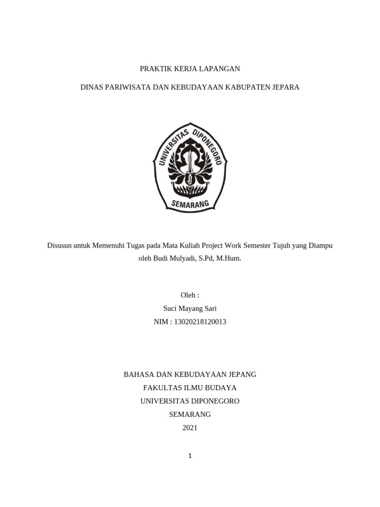 Laporan Magang - Suci Mayang Sari - Project Work A | PDF