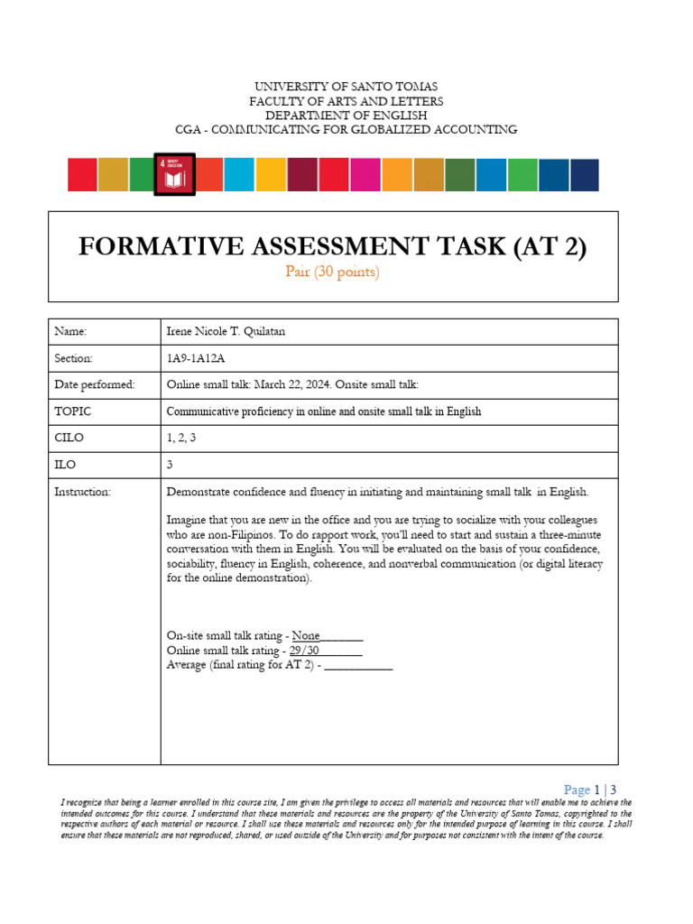 QUILATAN - CGA ILO3 Formative Task AT 2 | PDF