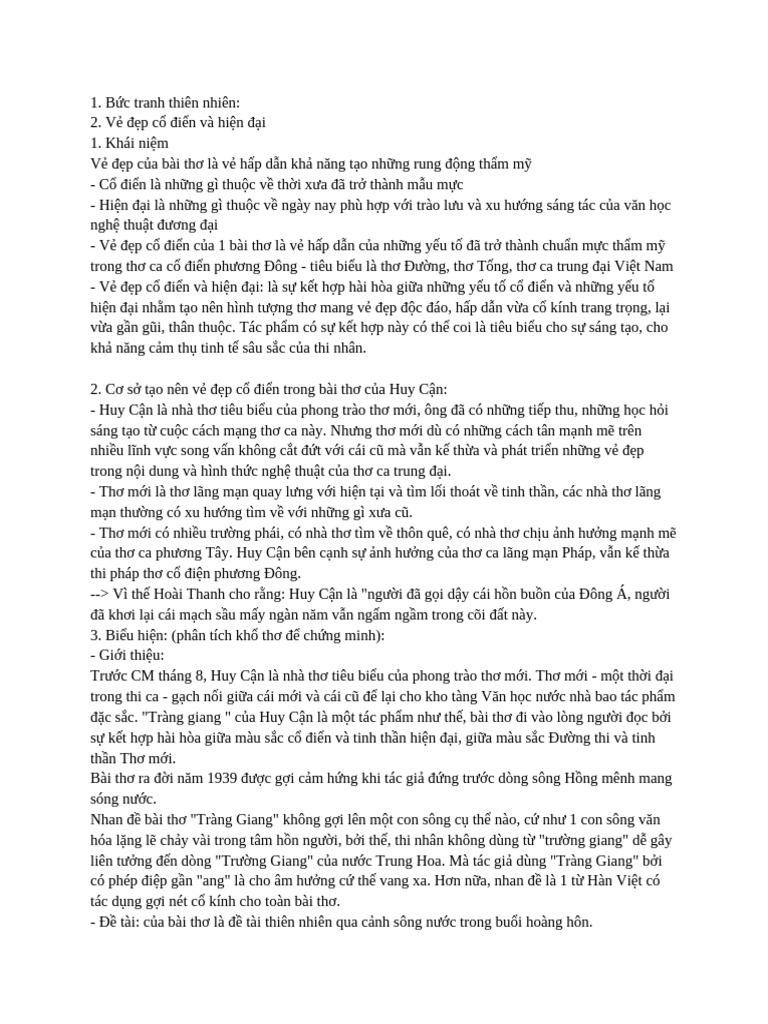 Vẻ đẹp cổ điển và hiện đại - Tràng giang (Huy Cận) | PDF