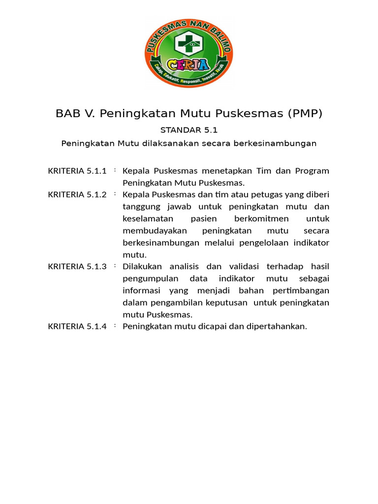 Pembatas Bab Akreditasi Bab V | PDF