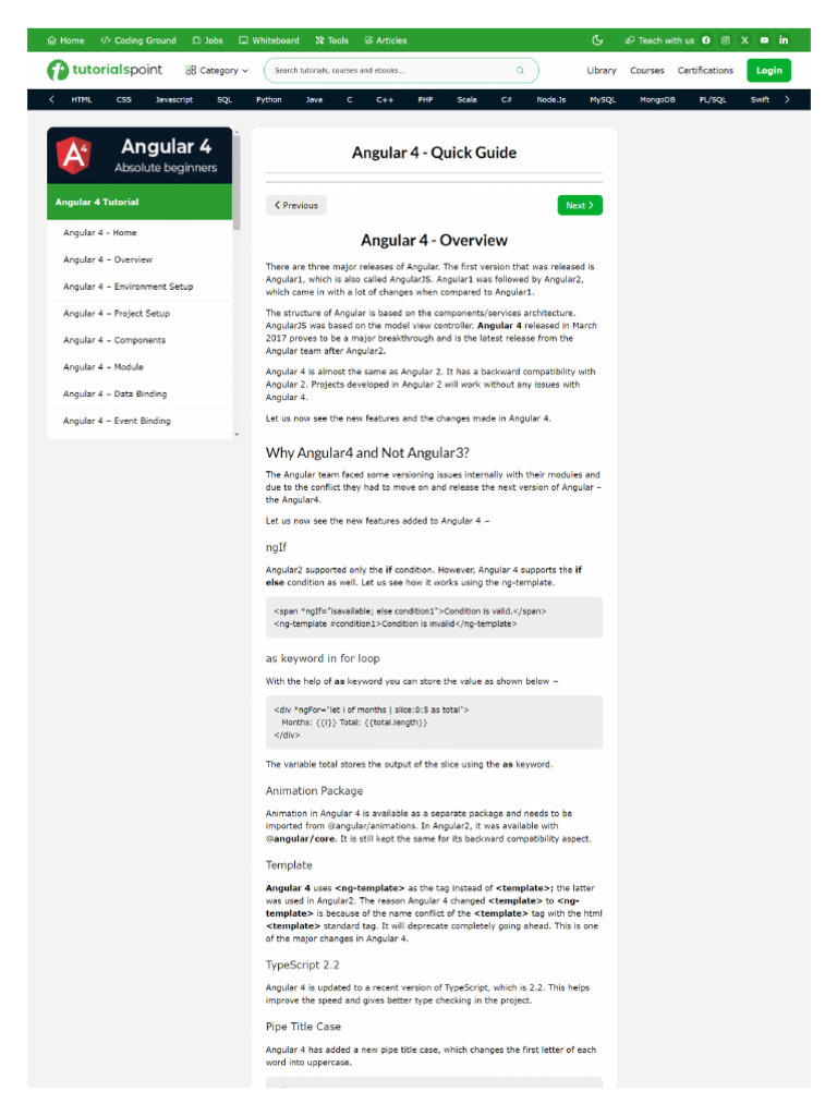 Screencapture Tutorialspoint Angular4 Angular4 Quick Guide HTM 2024 06-14-18!45!20 | PDF
