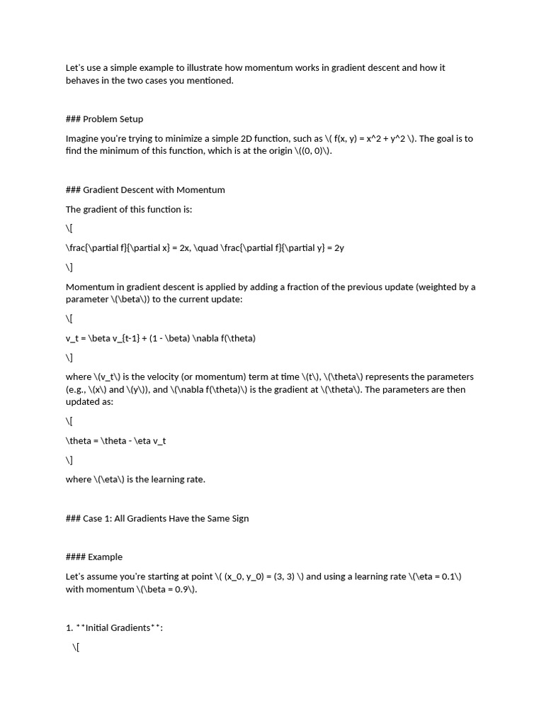 Gradient Descent With Momentum | PDF