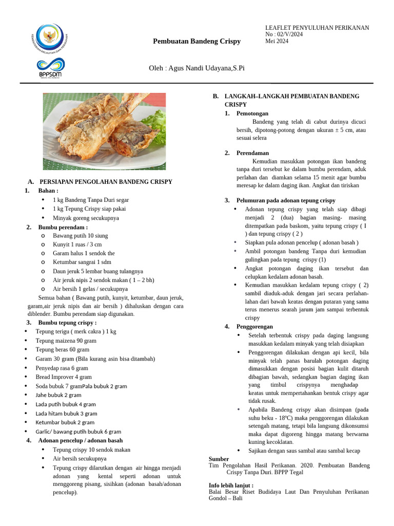 Cara Pembuatan Bandeng Crispy | PDF