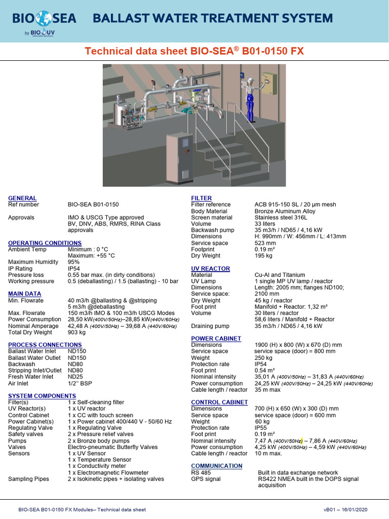 Bio-Sea - Technical Sheet Bio Sea b01-0150 FX | PDF