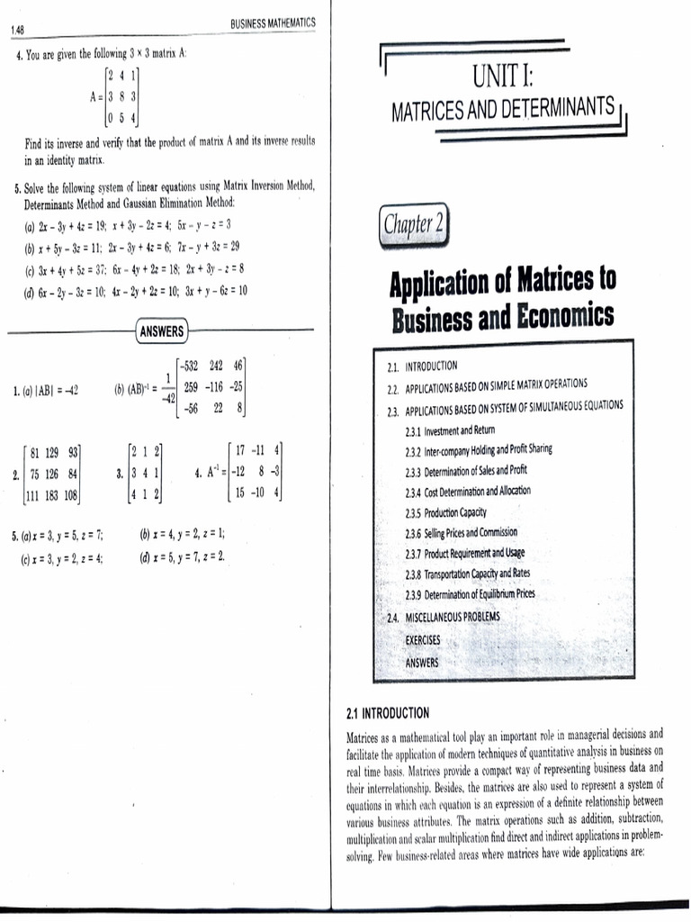 App of Matrices 1 | PDF | Matrix (Mathematics) | Determinant