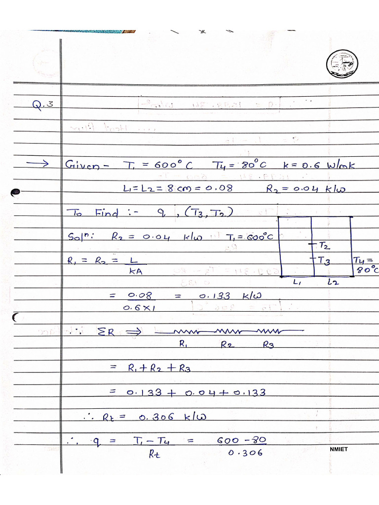 HMT Assi 1 (Numericals) | PDF
