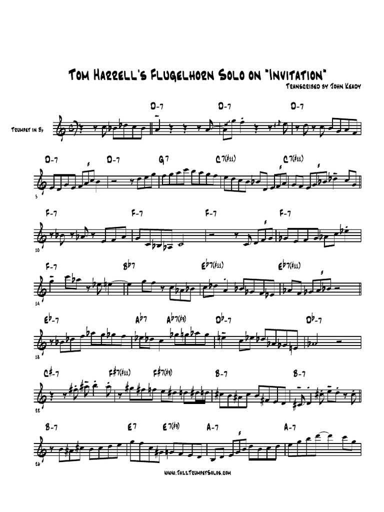 Invitation_TomHarrel Trumpet Solo Transcription | PDF