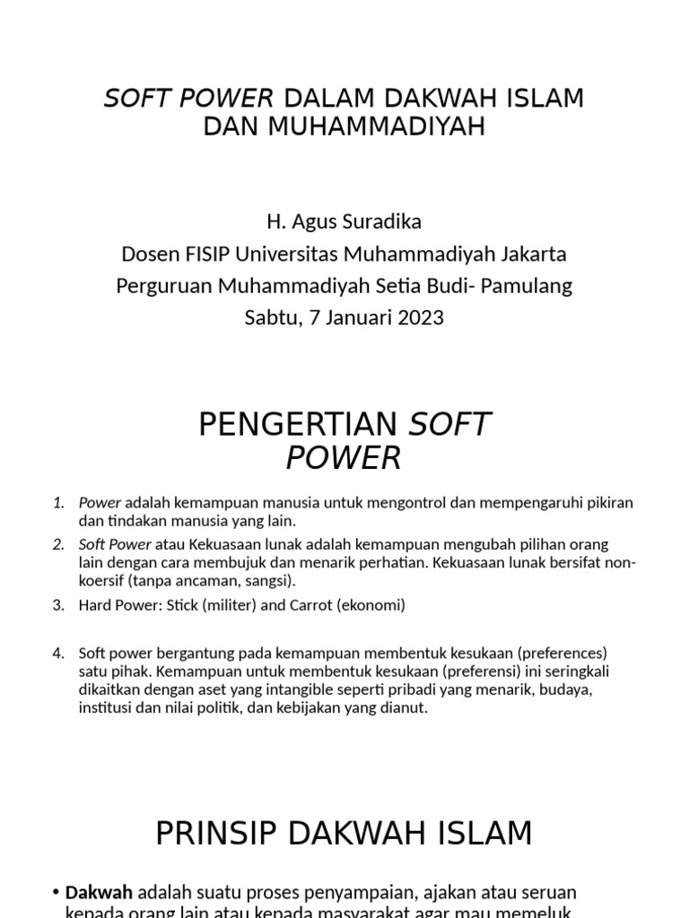 Soft Power Dalam Dakwah Islam Dan Muhammadiyah | PDF