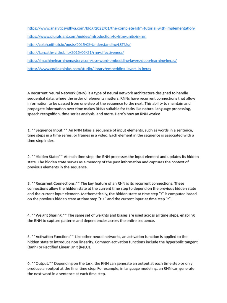 A Recurrent Neural Network | PDF