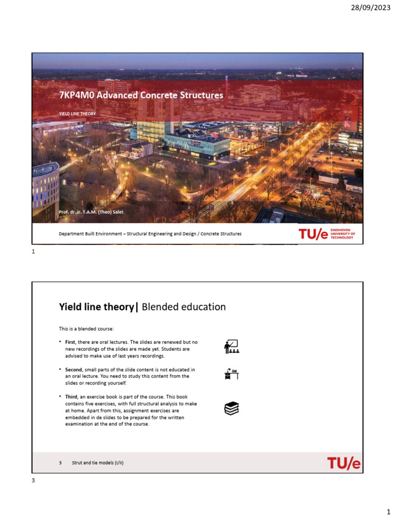 Concrete structures Lecture Yield line theory | PDF
