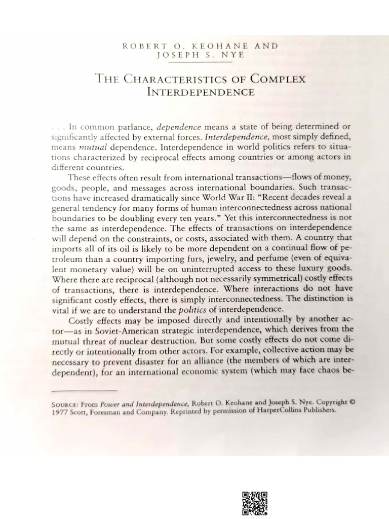 A10 The Characteristics of Complex Interdependence - Robert Keohane ...