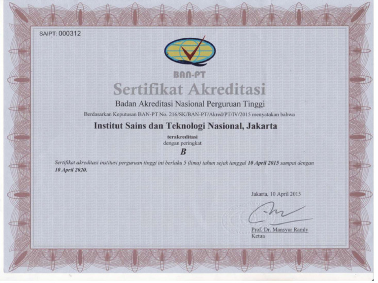 Akreditasi Kampus Istn Jakarta (2015-2020) | PDF