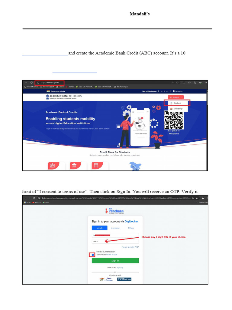 Step by Step Guide and Notice For Students For ABC ID Updation in ERP Profile | PDF
