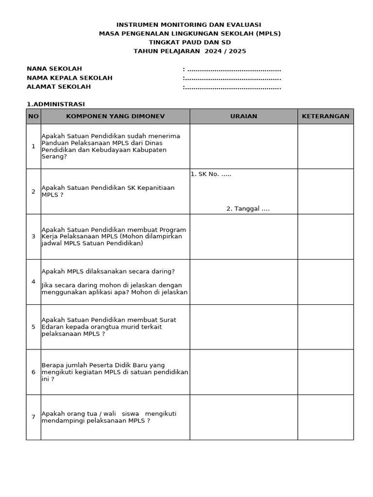 Instrumen MPLS 2024 | PDF