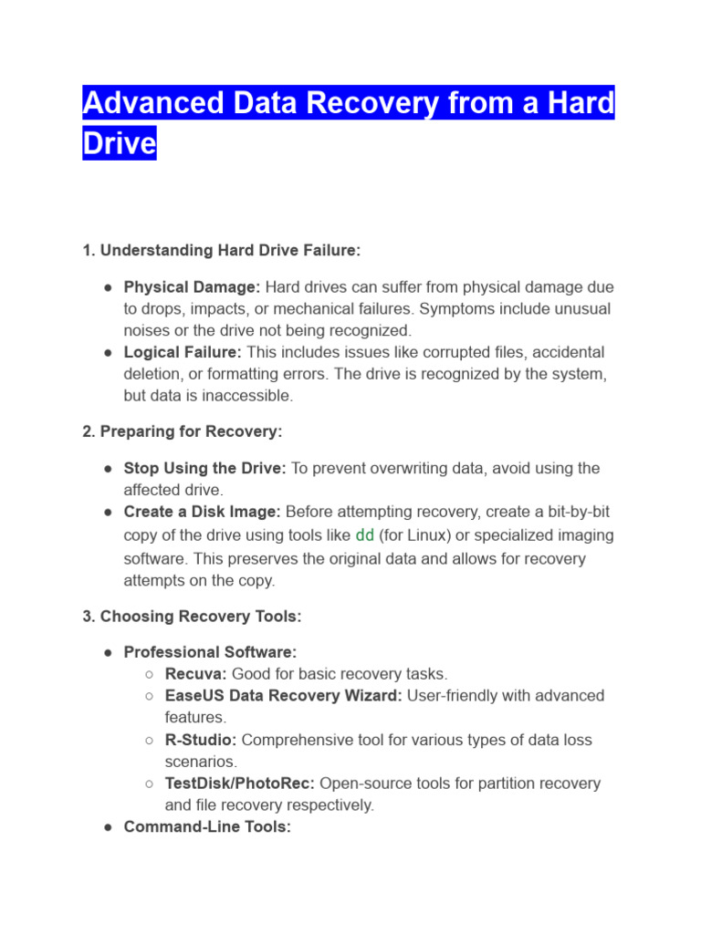 Advanced Data Recovery From A Hard Drive | PDF