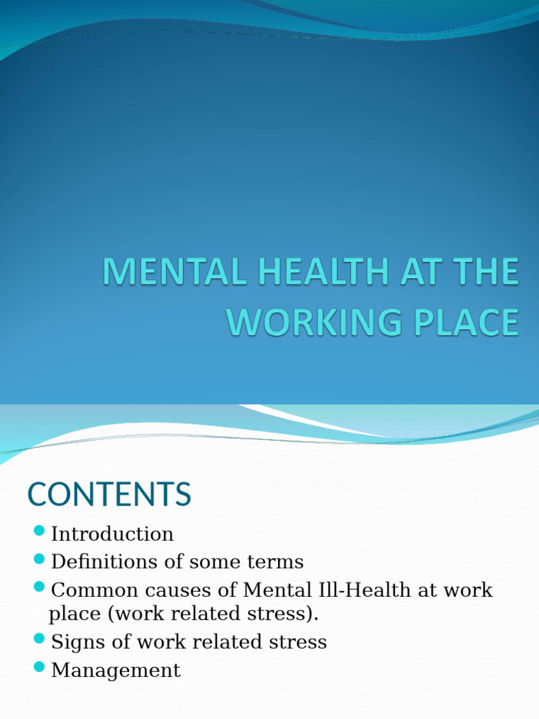 Mental Health at The Working Place | PDF