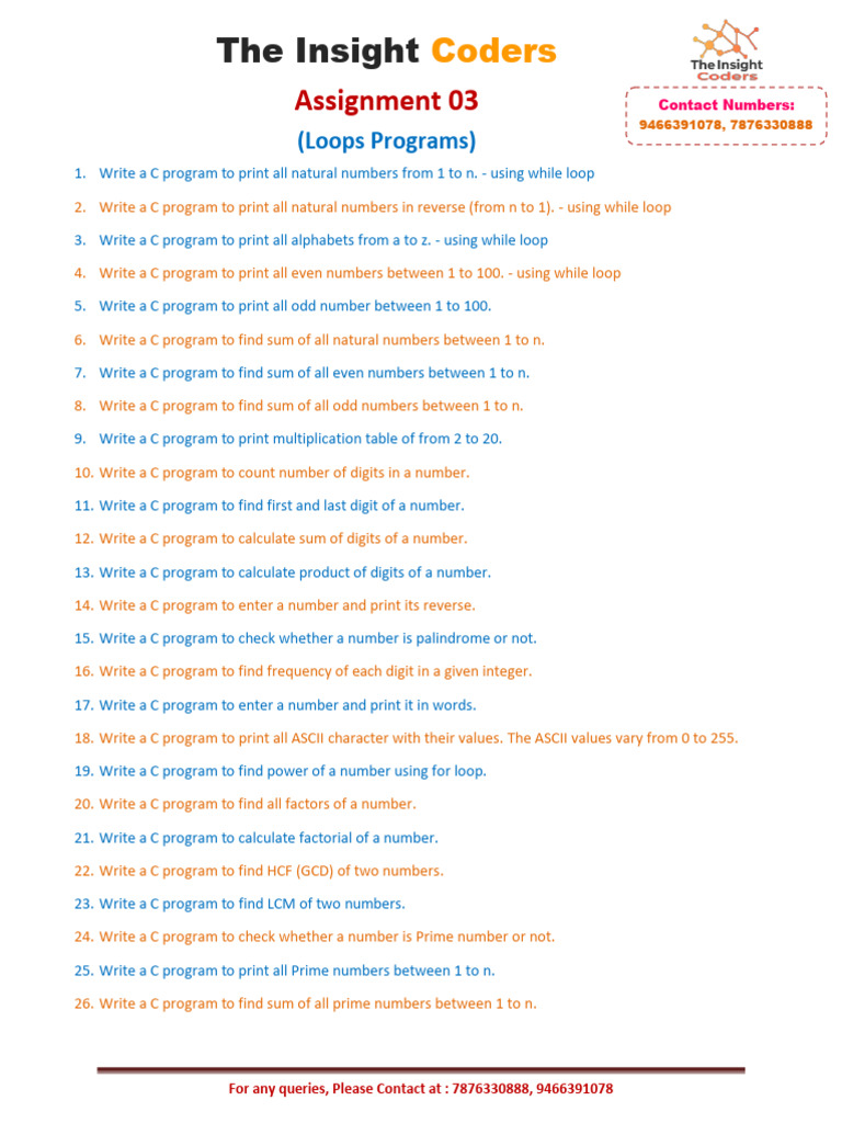 04 Loops Assignment1 | PDF