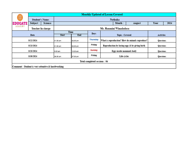 Monthly Payment Sheet - Nethuka | PDF