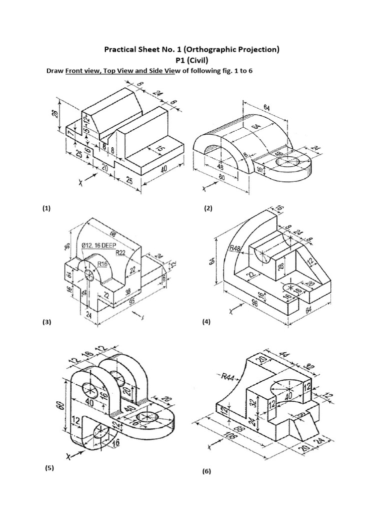 Practical Sheet No. 1 Practical Sheet No. 1 (Orthographic Projection ...