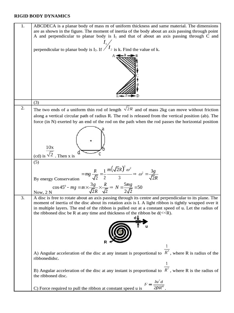 Mi, Fixed Axis Rotation - 1 | PDF