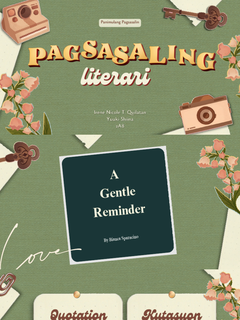 Quilatan - Shiina - Gawain 1 - Pagsasaling Literari - Kutasyon o ...
